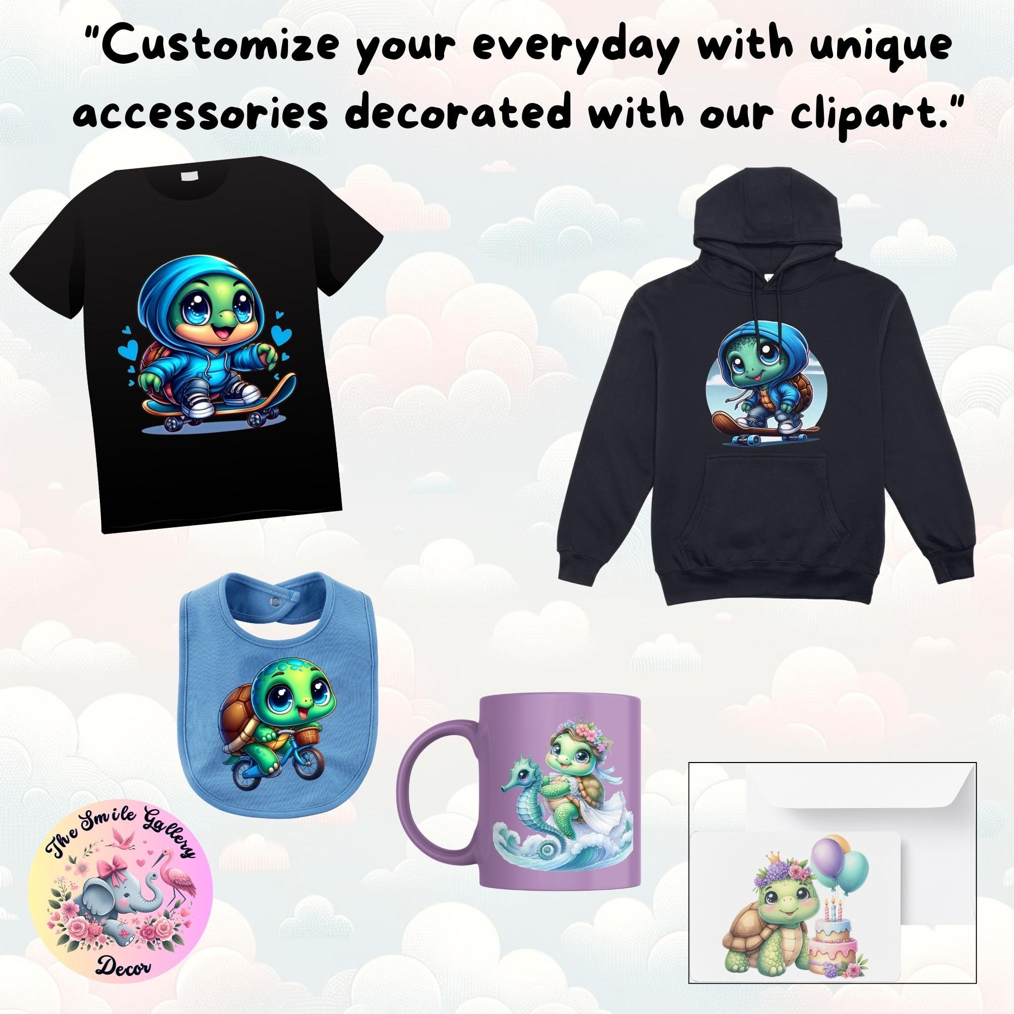 24 Watercolor Cute Cartoon Turtle Clipart Mega Bundle, Turtle PNG & JPG ...