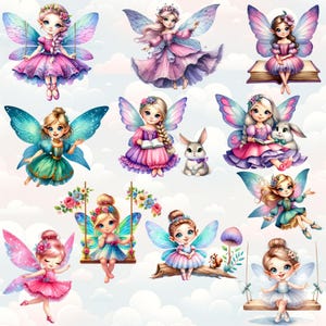 36 Watercolor Cute Fairies Clipart Bundle, Fairy PNG & JPG, Fantasy ...