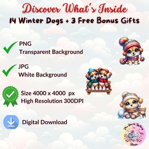 Winter Puppy Dog Clipart Bundle, 14 PNG & JPG + 3 Bonus, Cute ...
