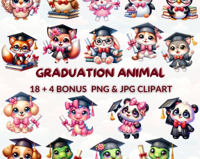Graduation Animals Clipart PNG | Cute Animal Graduation Cap Clip Art ...