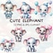 14 Watercolor Elephant Clipart Bundle, Pink & Blue Elephant PNG, JPG ...