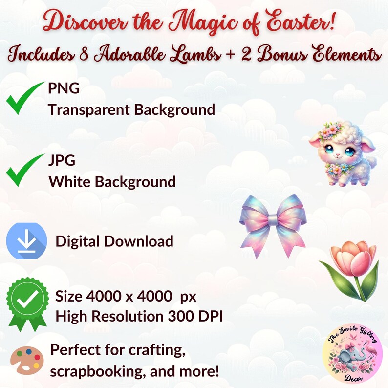 8 Watercolor Lamb Clipart Bundle – Spring Sheep With Flower Crowns PNG ...