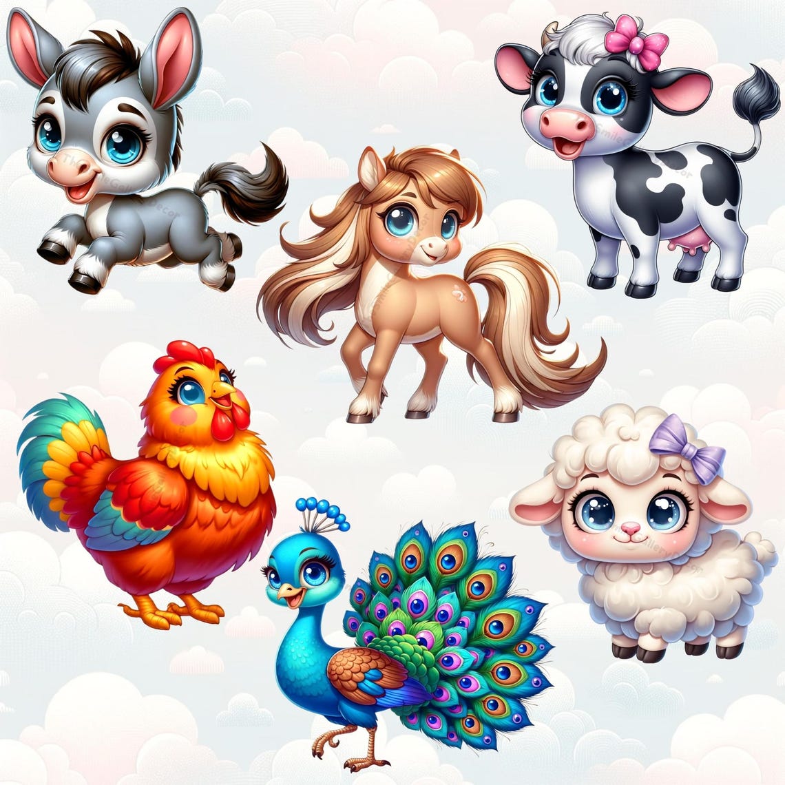Cartoon Farm Animals Clipart Bundle, Nursery Decor (PNG & JPG) - Etsy