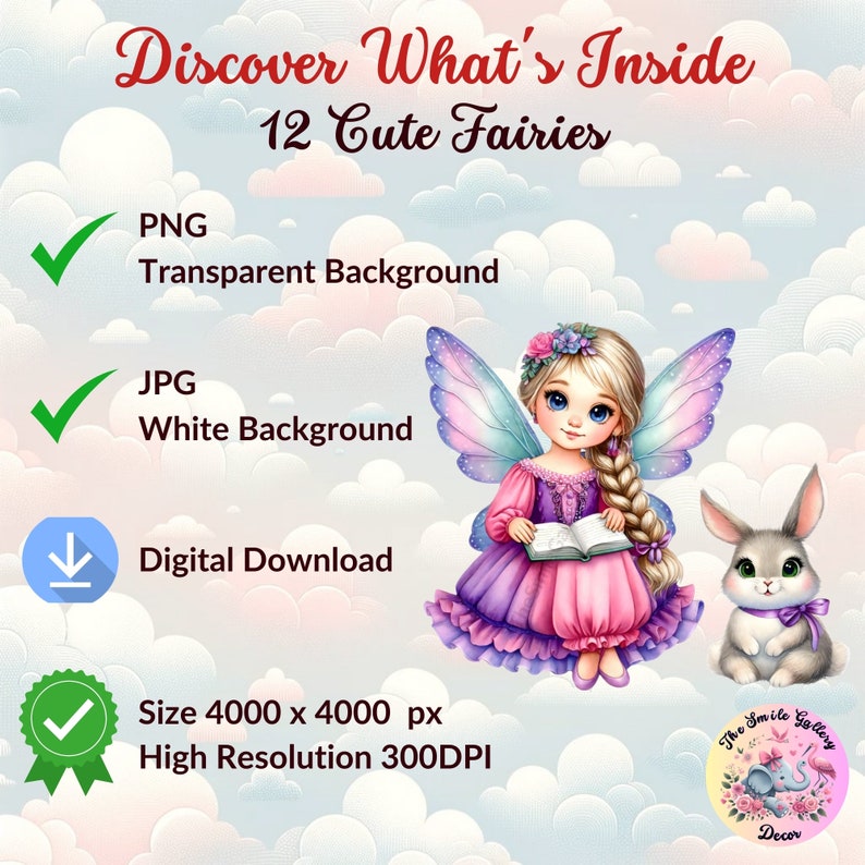 12 Watercolor Cute Fairies Clipart Bundle, Fairy PNG, JPG Files ...