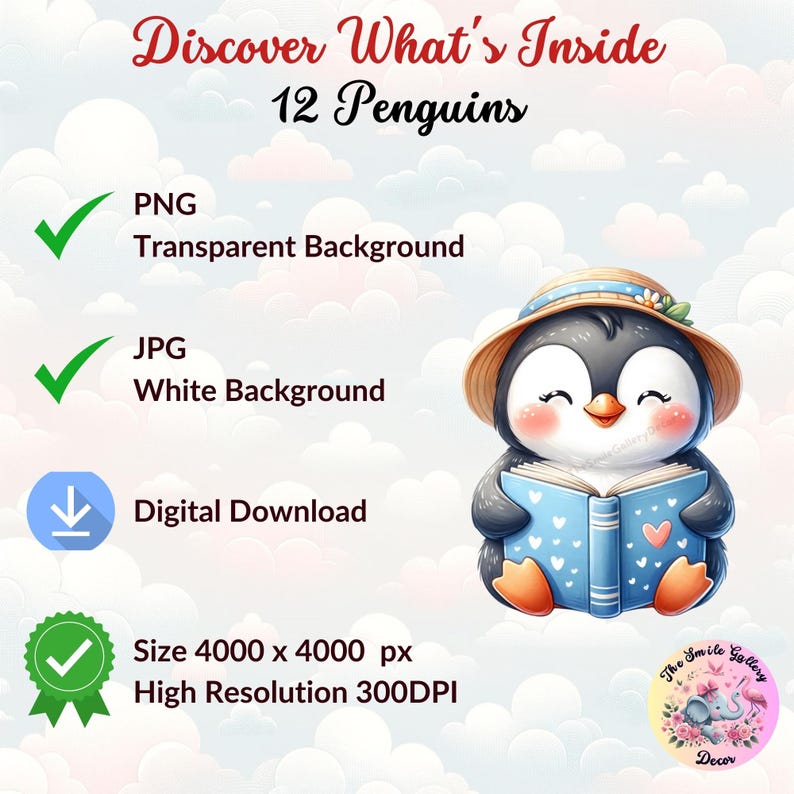 12 Watercolor Penguin Clipart Bundle, Penguin PNG, JPG Files, Cute ...