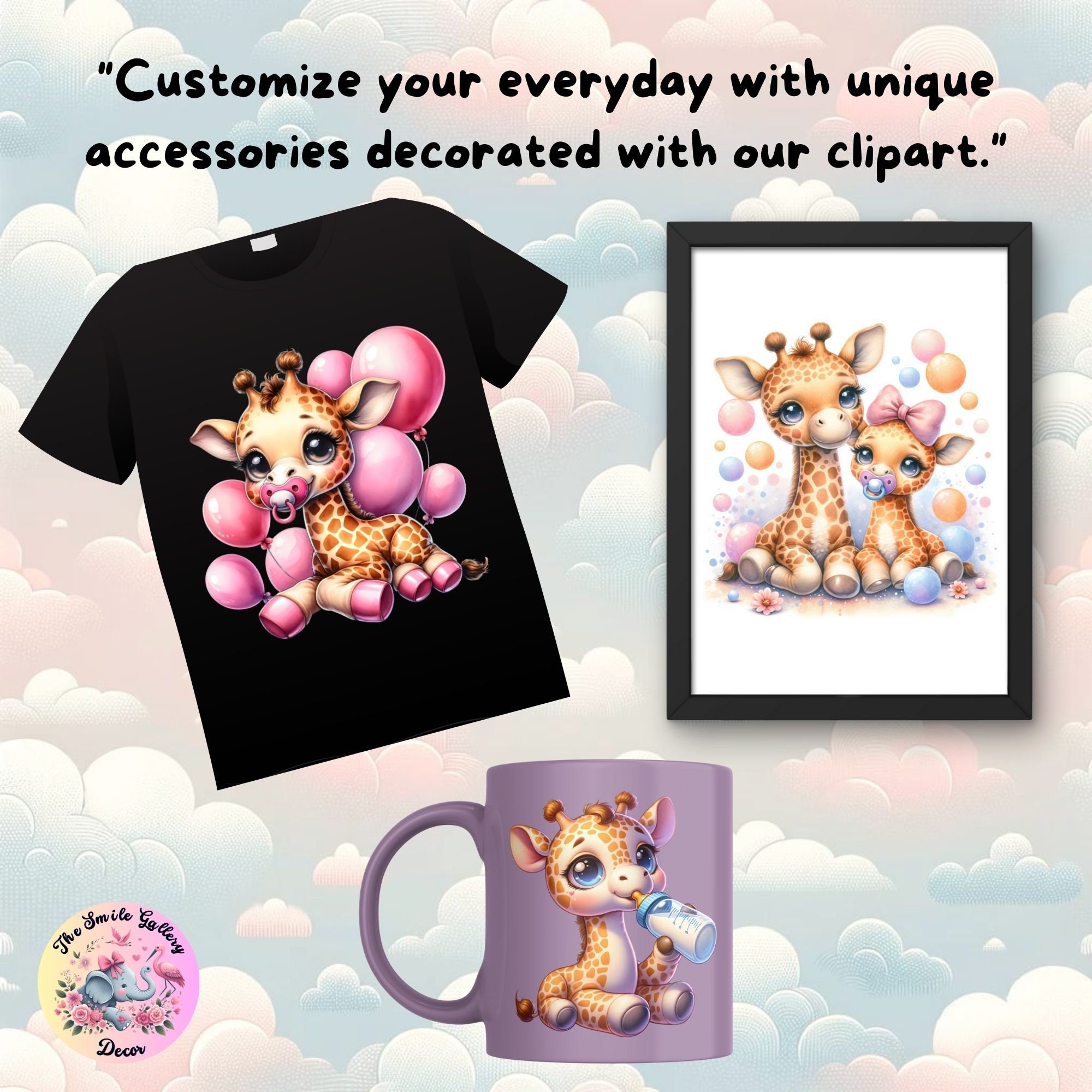 12 Watercolor Giraffe Clipart Bundle, Cute Giraffe PNG, JPG File ...