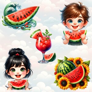 14 Watercolor Watermelon Clipart Bundle, Summer Fruit PNG, JPG Files ...