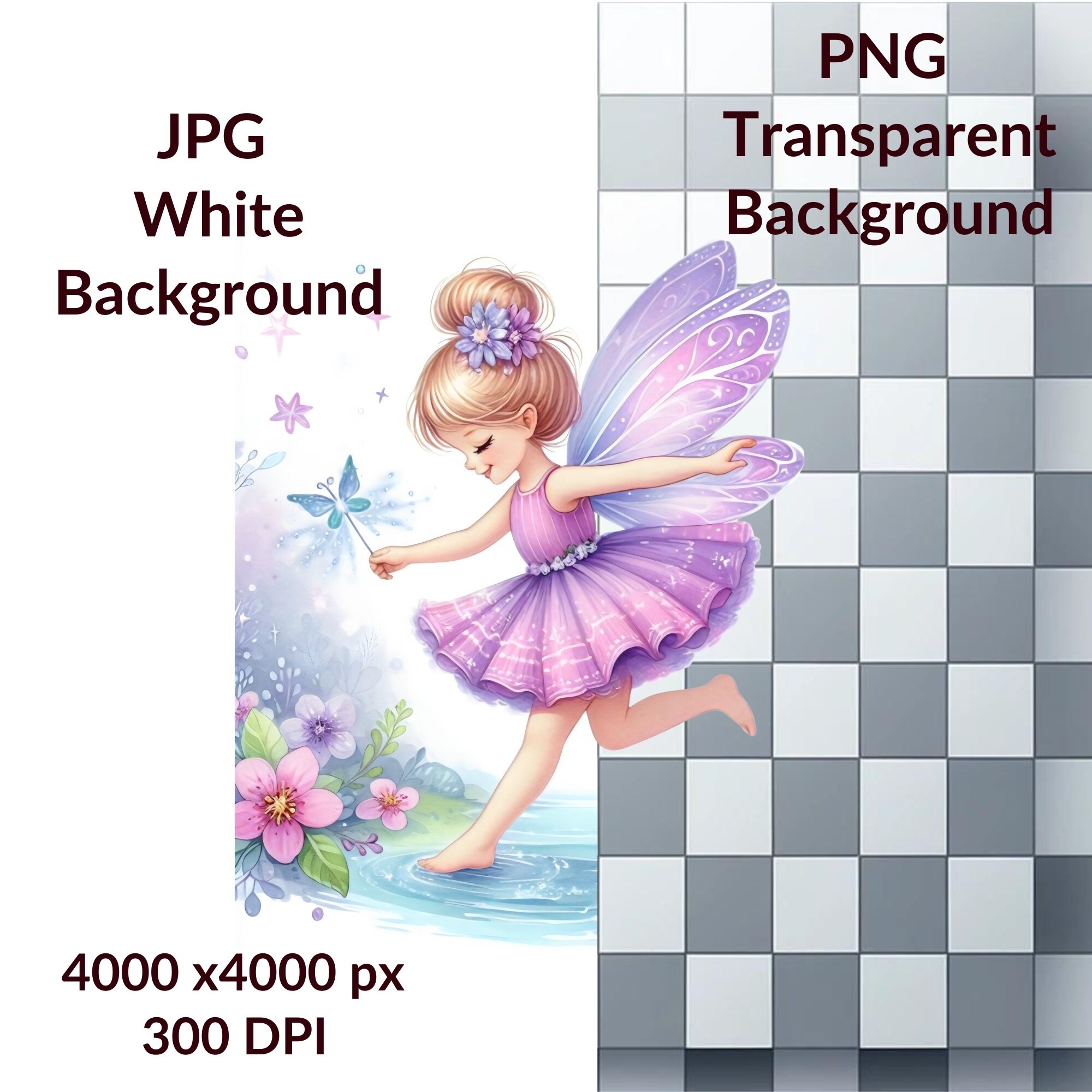 Watercolor Cute Fairies Clipart Bundle, 12 Fairy PNG, JPG Files, Fairy ...