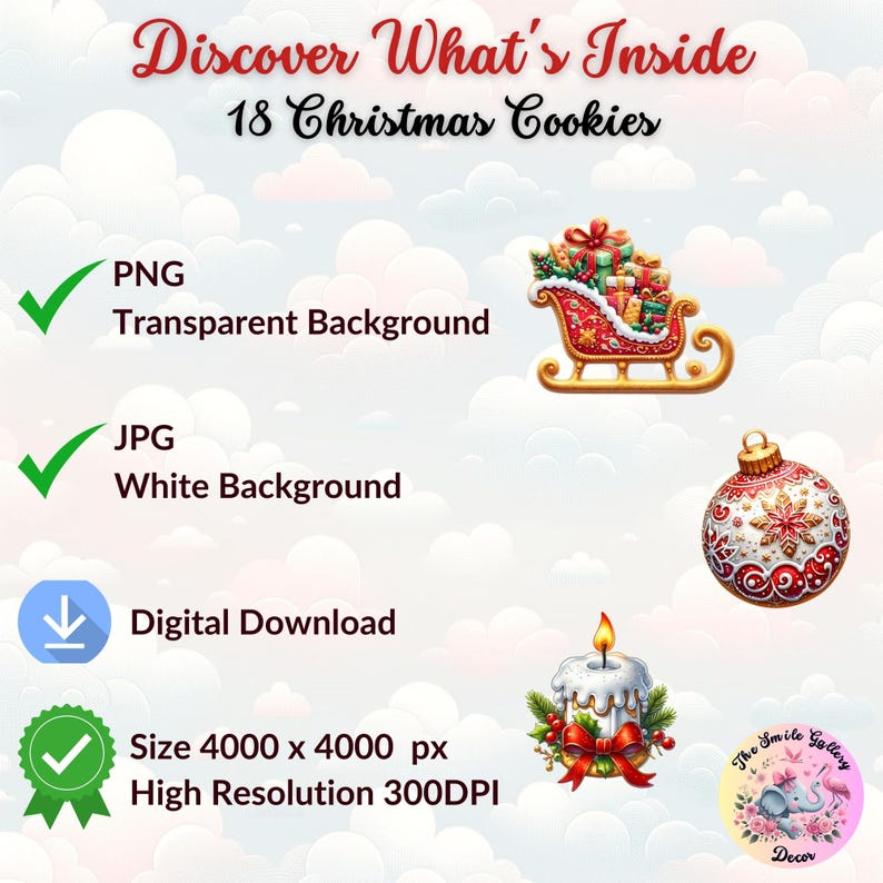 Watercolor Christmas Cookies Clipart Bundle: Festive Holiday PNG JPG ...