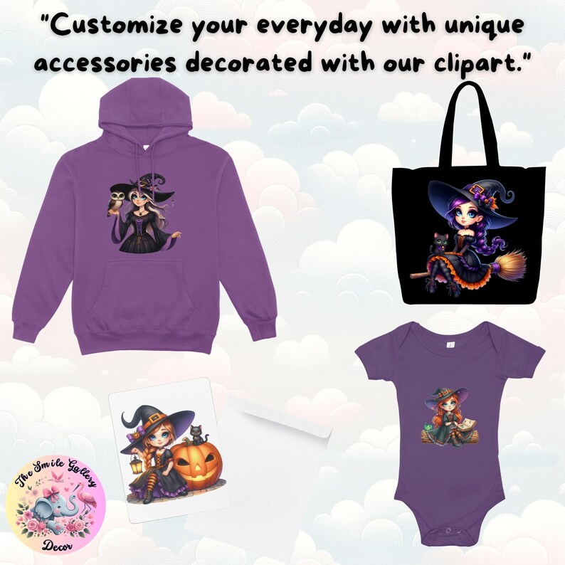 14 Watercolor Cute Halloween Witch Clipart Bundle, Witch PNG & JPG ...