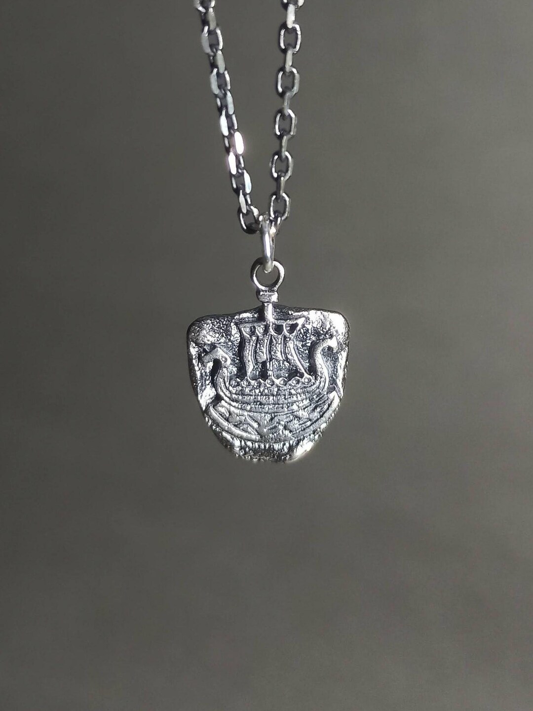 Viking Dragon Ship Pendant Necklace, Viking Sailor Boat Mini Medallion ...