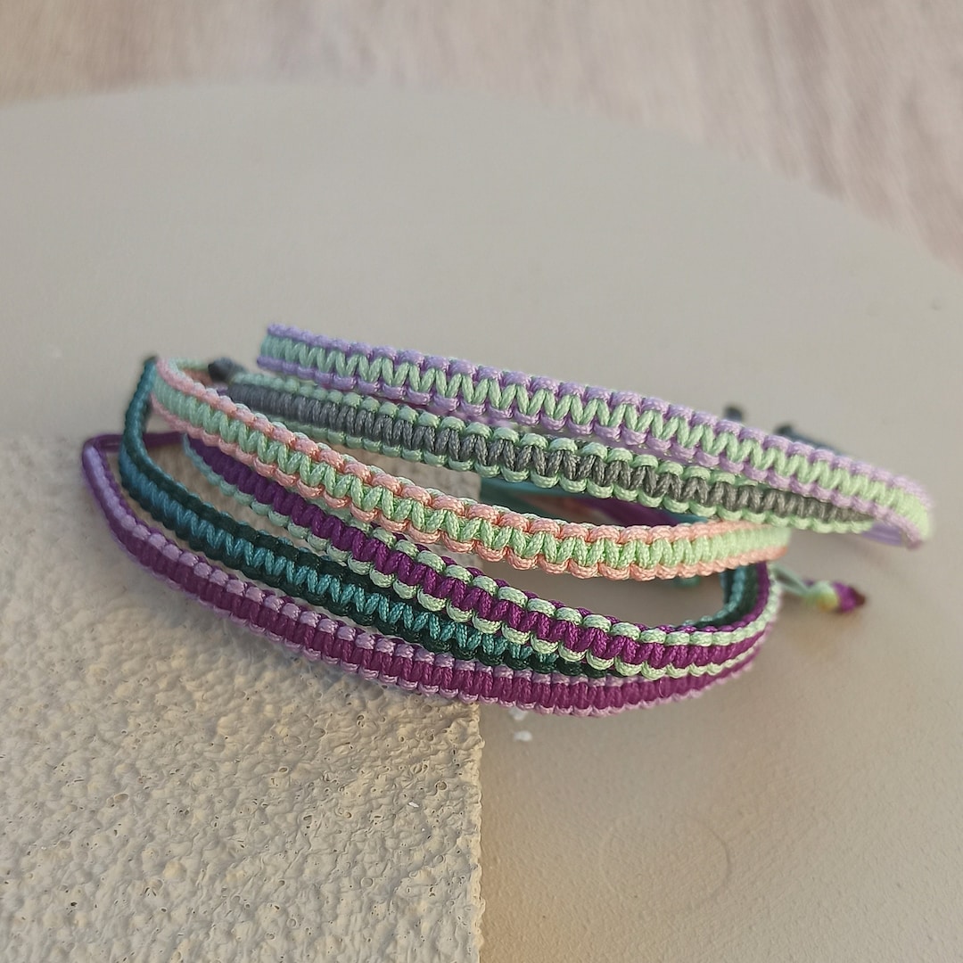 Multi Color Macrame, Surfer Bracelet, Woven String, Friendship Gift ...