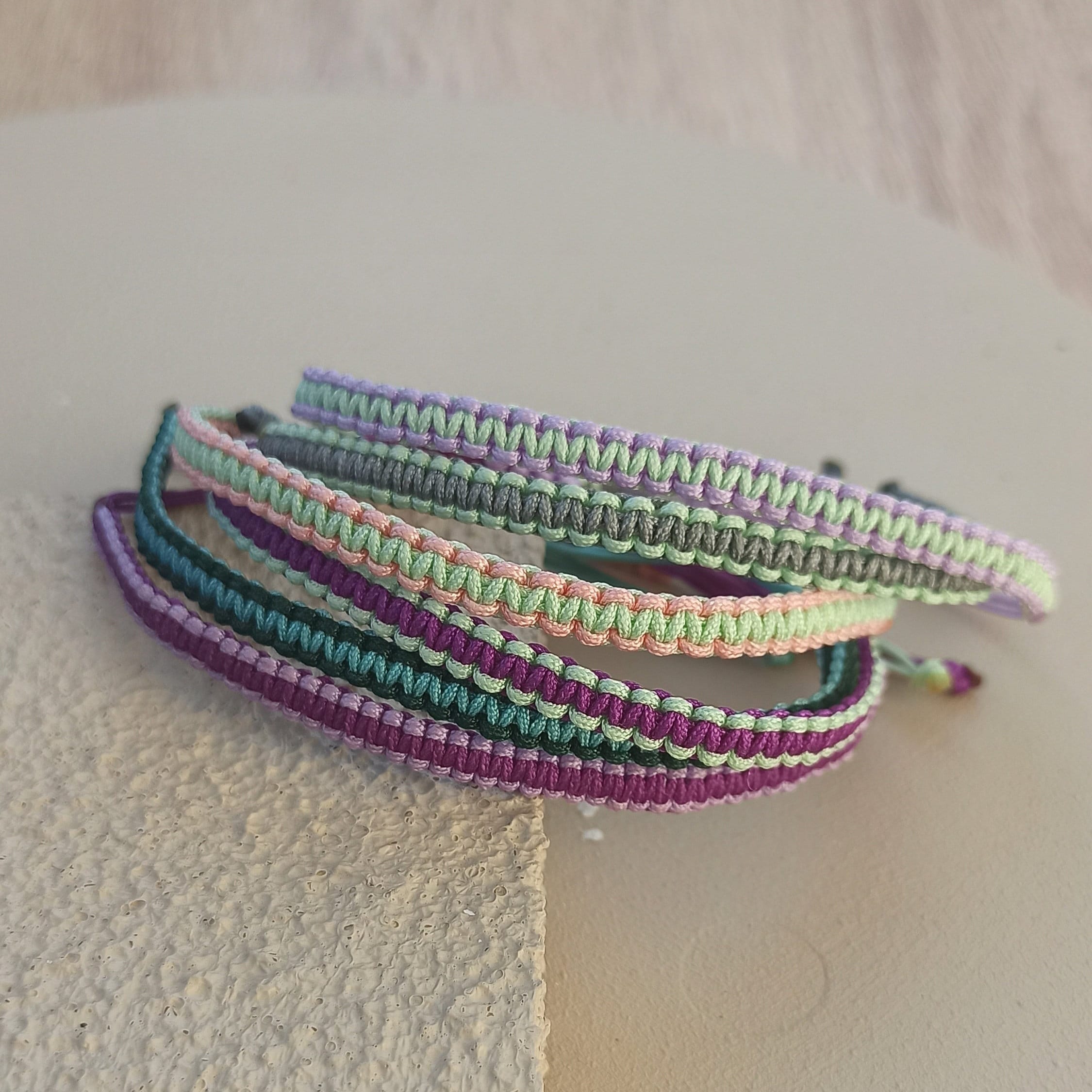 Multi Color Macrame Surfer Bracelet, Colorful Woven String Bracelets ...