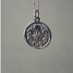 Moon Phases Necklace, Moon Cycles Pendant, Silver Sirius Star and Lunar ...