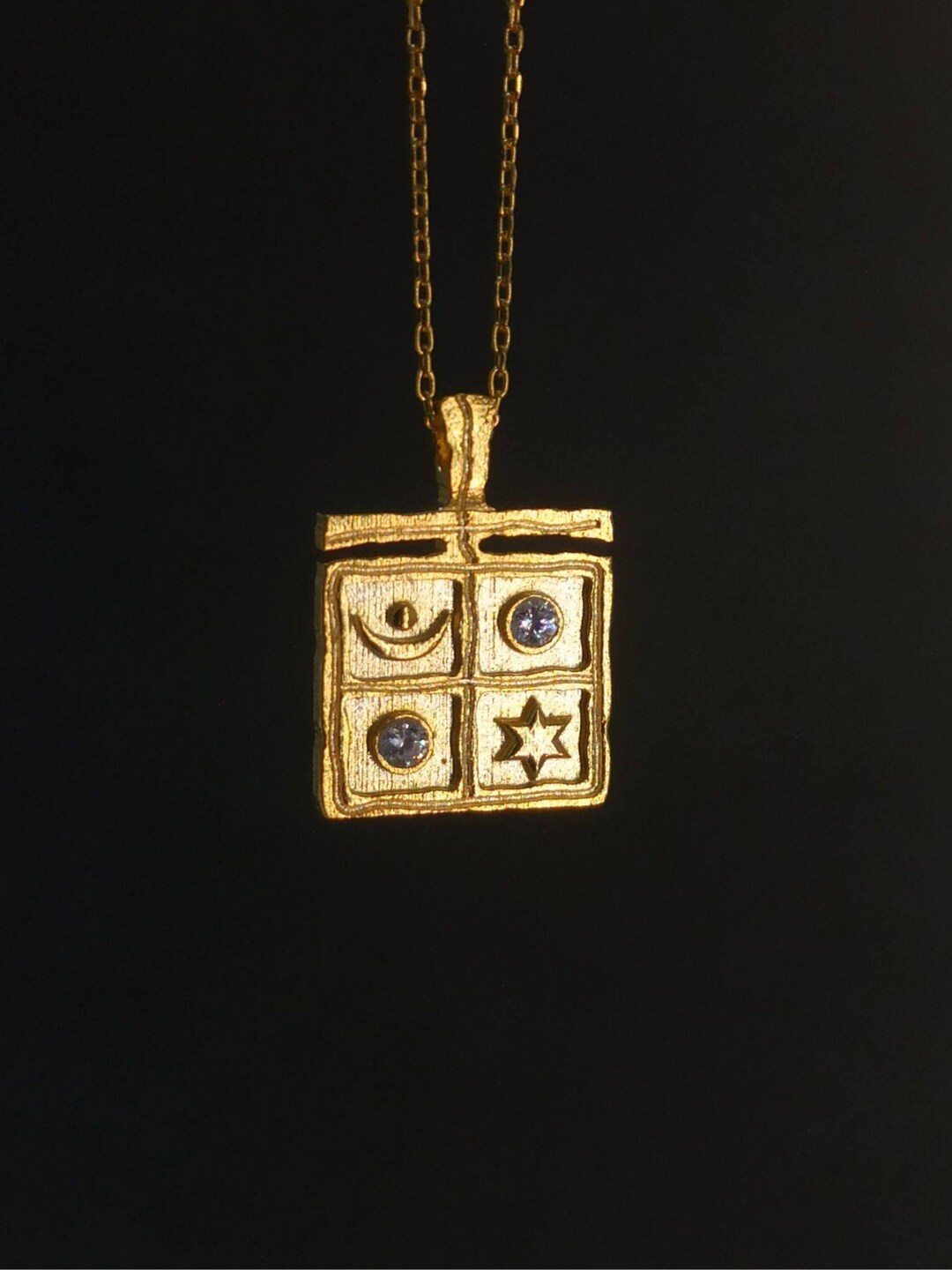 Temple of the Sun Necklace, 925k Silver Sun and Moon Pendant Necklace ...