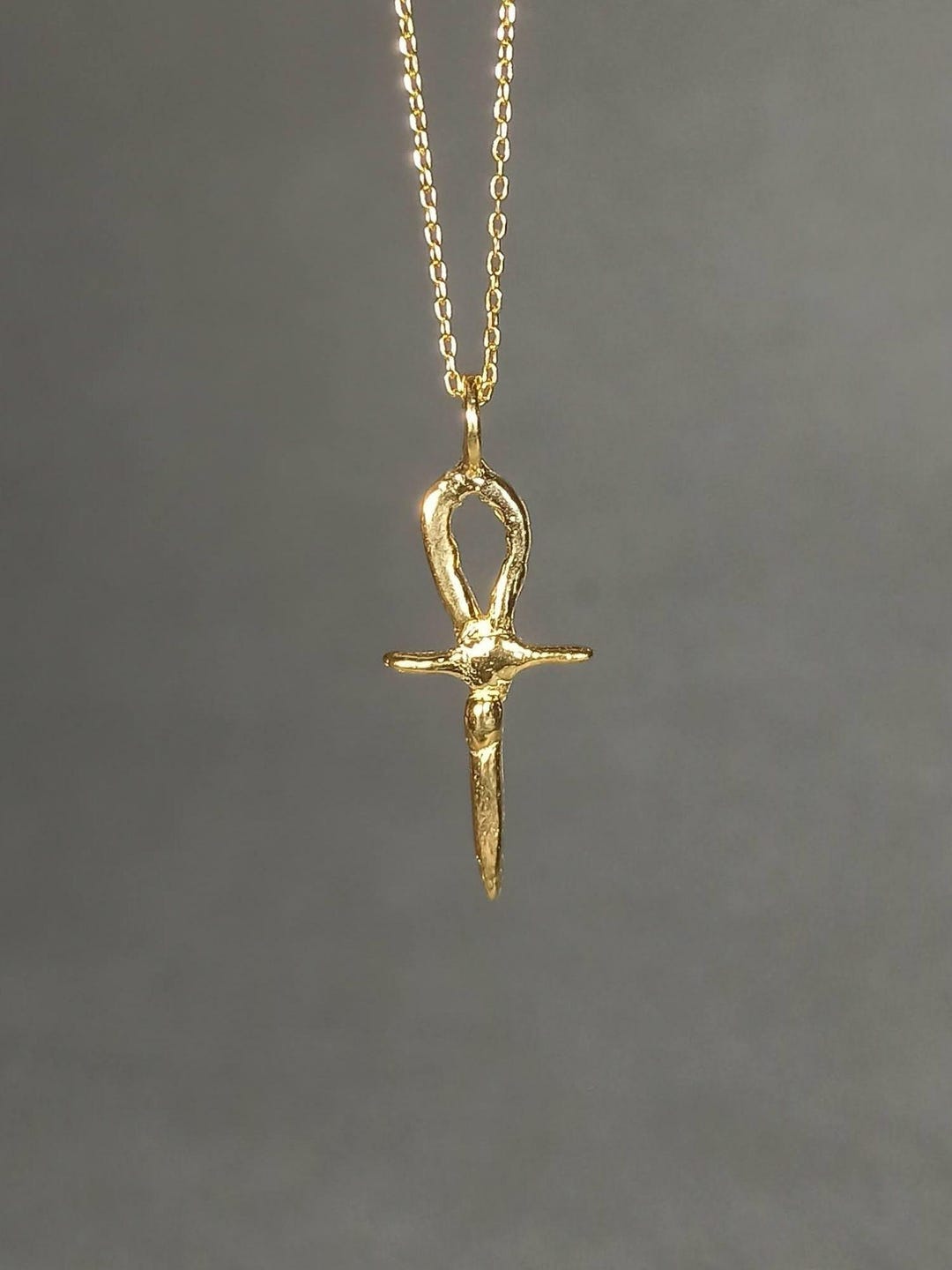 Gold ANKH Pendant Necklace, Sterling Silver Mini Ankh, Key of Life ...