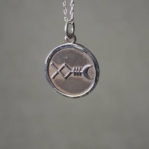 Moon Phases Necklace, Moon Cycles Pendant, Silver Sirius Star and Lunar ...