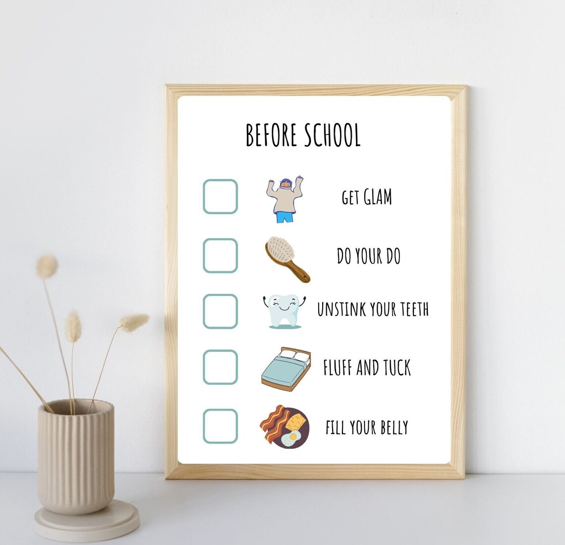 School Day Morning Chore Chart Get Ready for School Checklist Printable ...