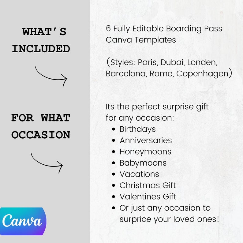 Editable Travel Boarding Pass Template Perfect Present for Adventure ...