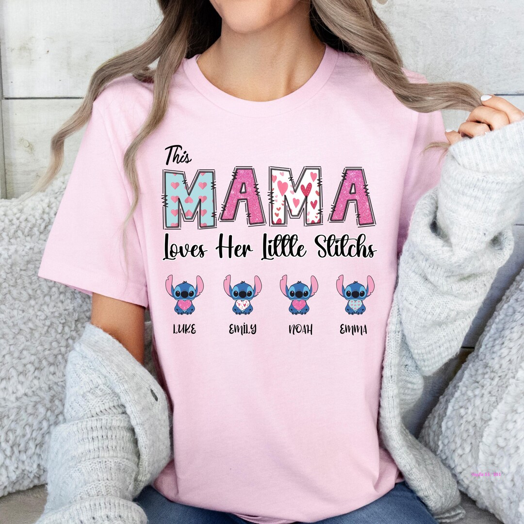 This Mama Loves Her Little Stitch Shirts, Personalized Mom Shirt With ...