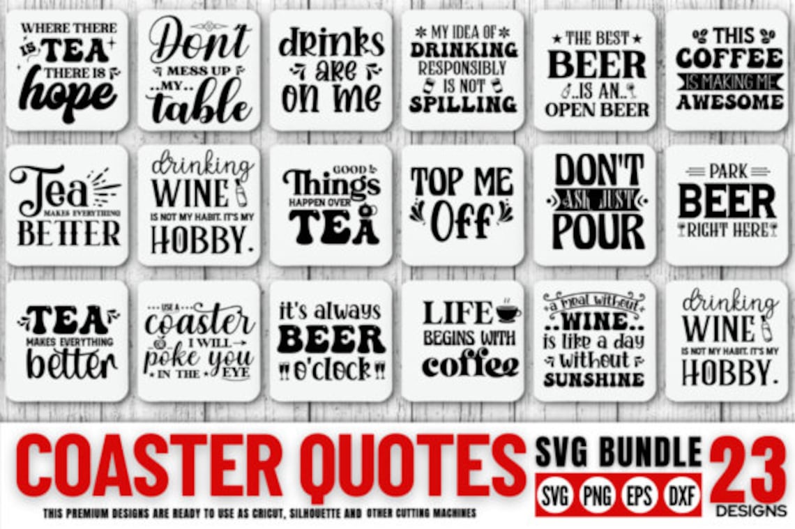 Coaster SVG Bundle, Coaster Bundle - Etsy