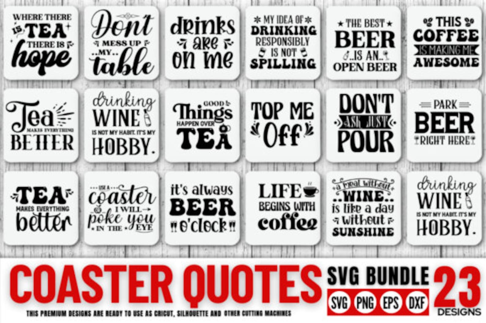 Coaster SVG Bundle, Coaster Bundle - Etsy