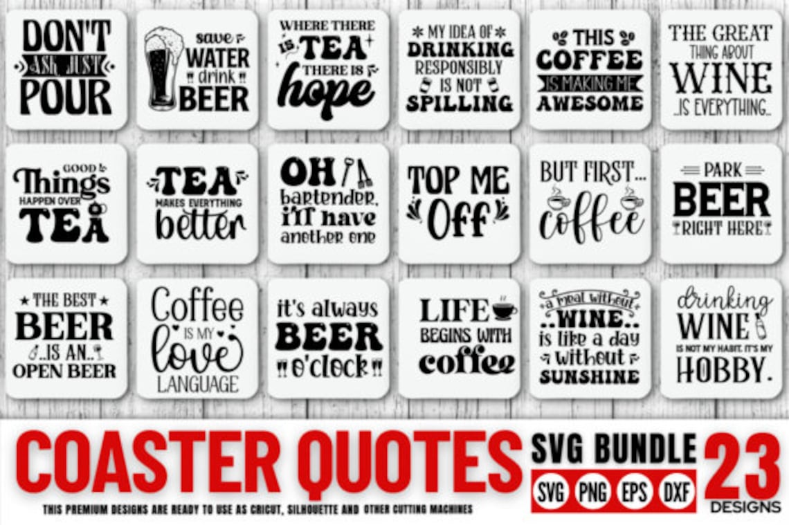 Coaster SVG Bundle, Coaster Bundle - Etsy