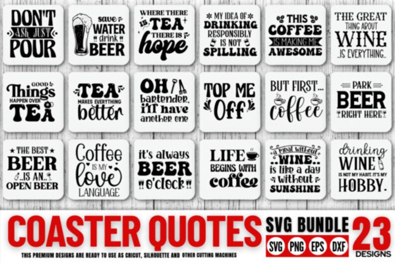Coaster SVG Bundle, Coaster Bundle - Etsy
