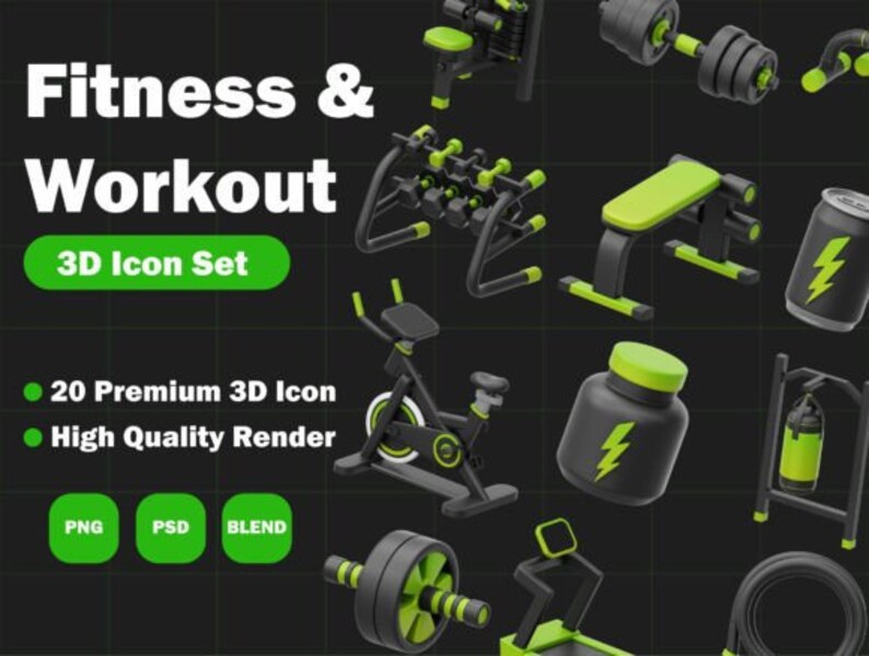Fitness Equipment 3D Icons Pack - Etsy