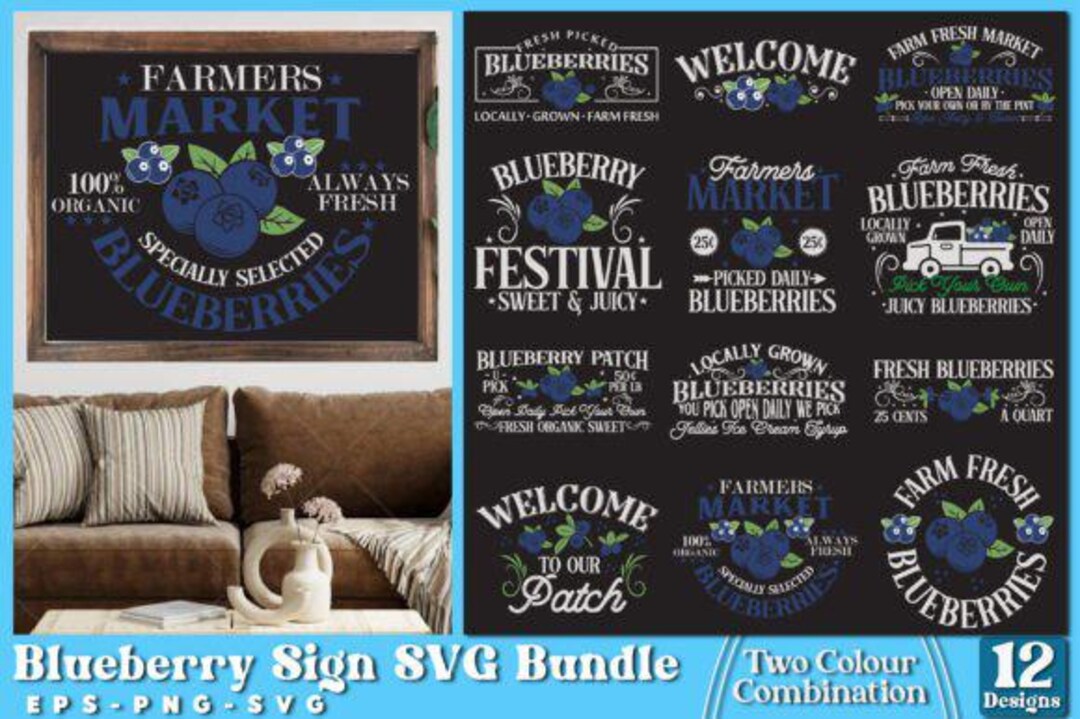Blueberry Sign SVG Bundle – 12 Designs - Etsy
