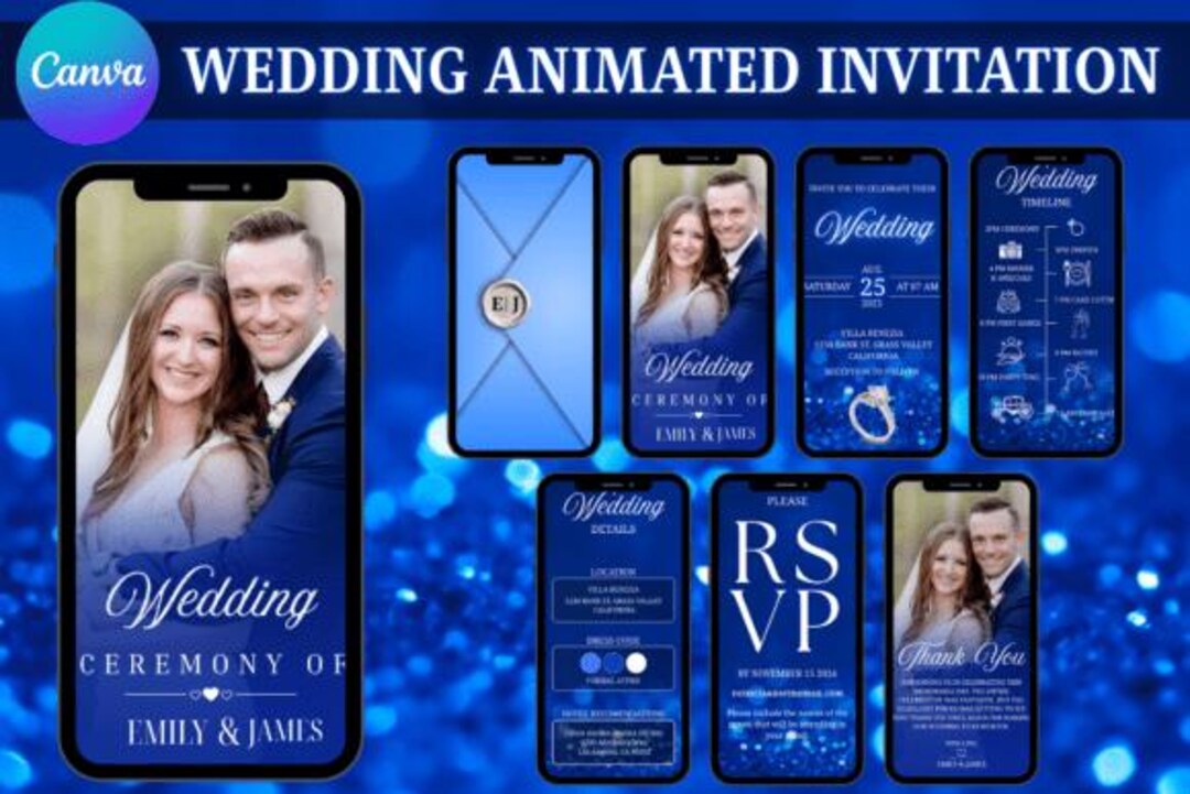 Canva Animated Wedding Invitation Template | Wedding E-invite Video ...
