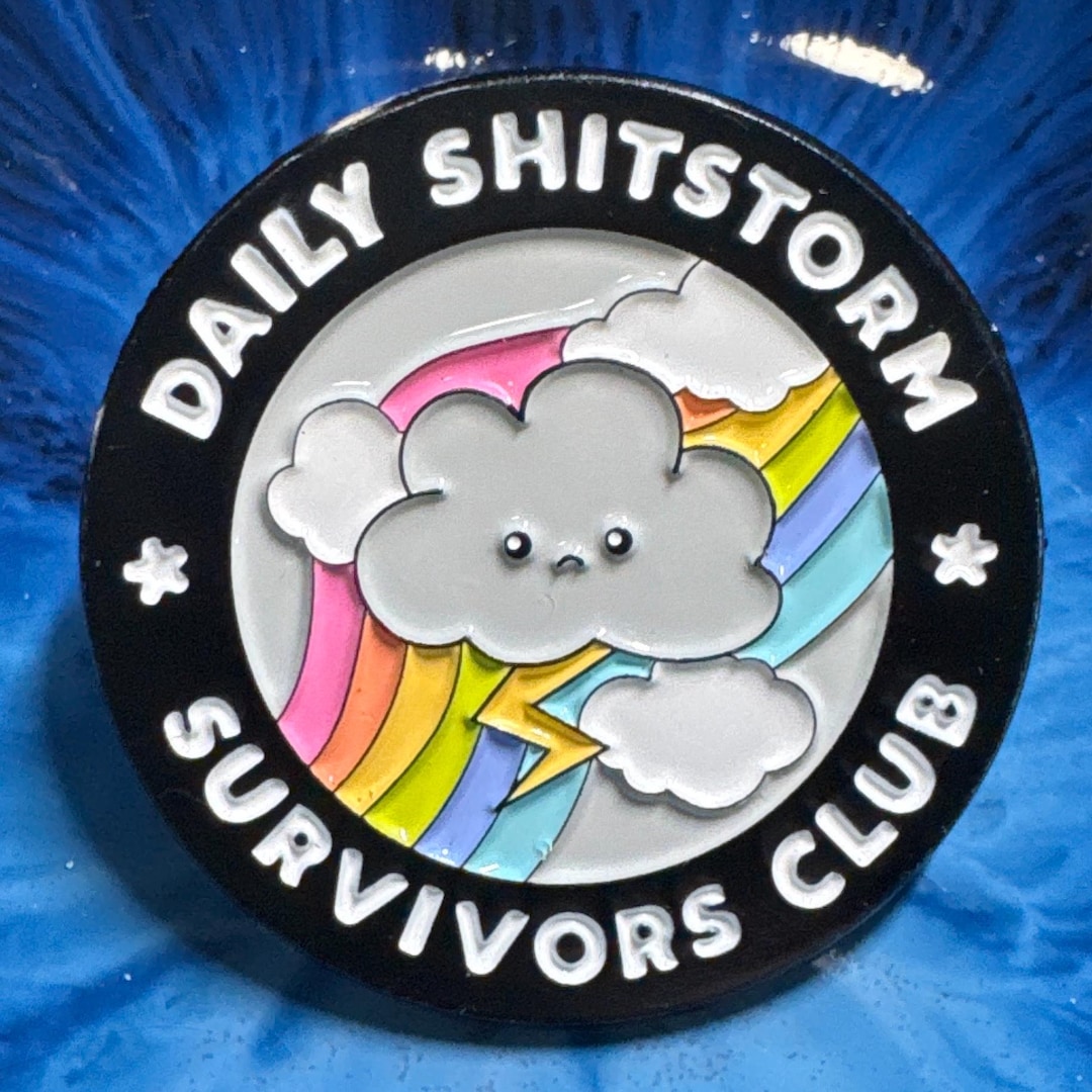 Daily Shitstorm Survivors Club Storm Cloud Lightning Rainbow Enamel Pin - Etsy