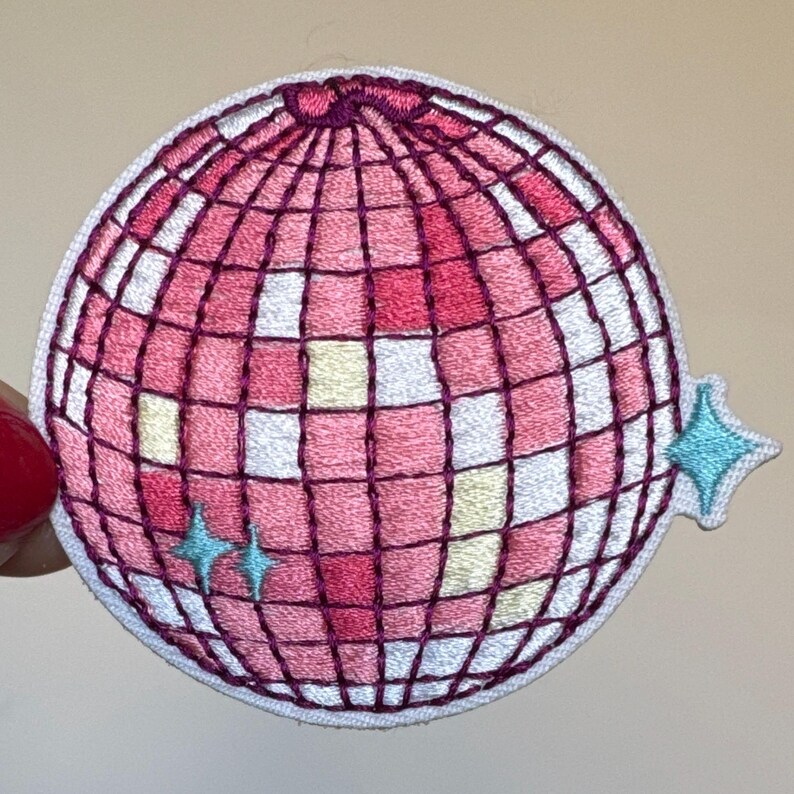 Pink Disco Ball Blue Sparkles Iron on Patch - Etsy