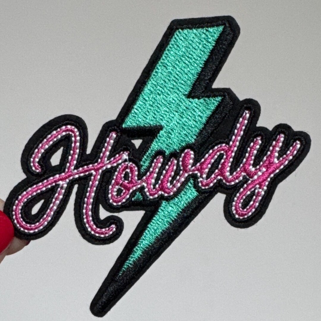 Pink Howdy Mint Lightning Bolt Iron on Patch - Etsy