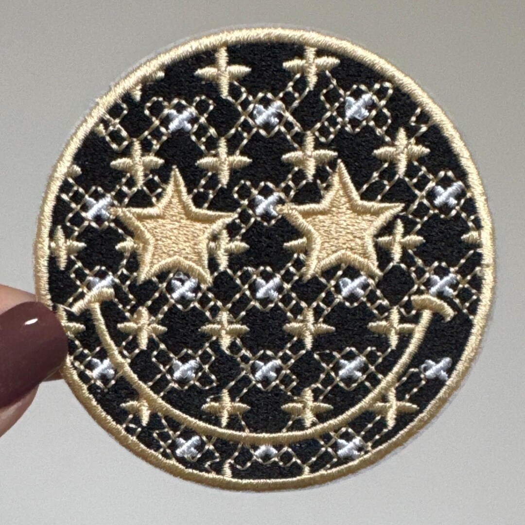 Glam Black and Gold Smiley Iron on Patch - Etsy