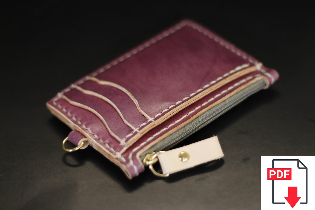 DIY Leather Keychain Card Holder Pattern – Coin Purse Wallet (download ...