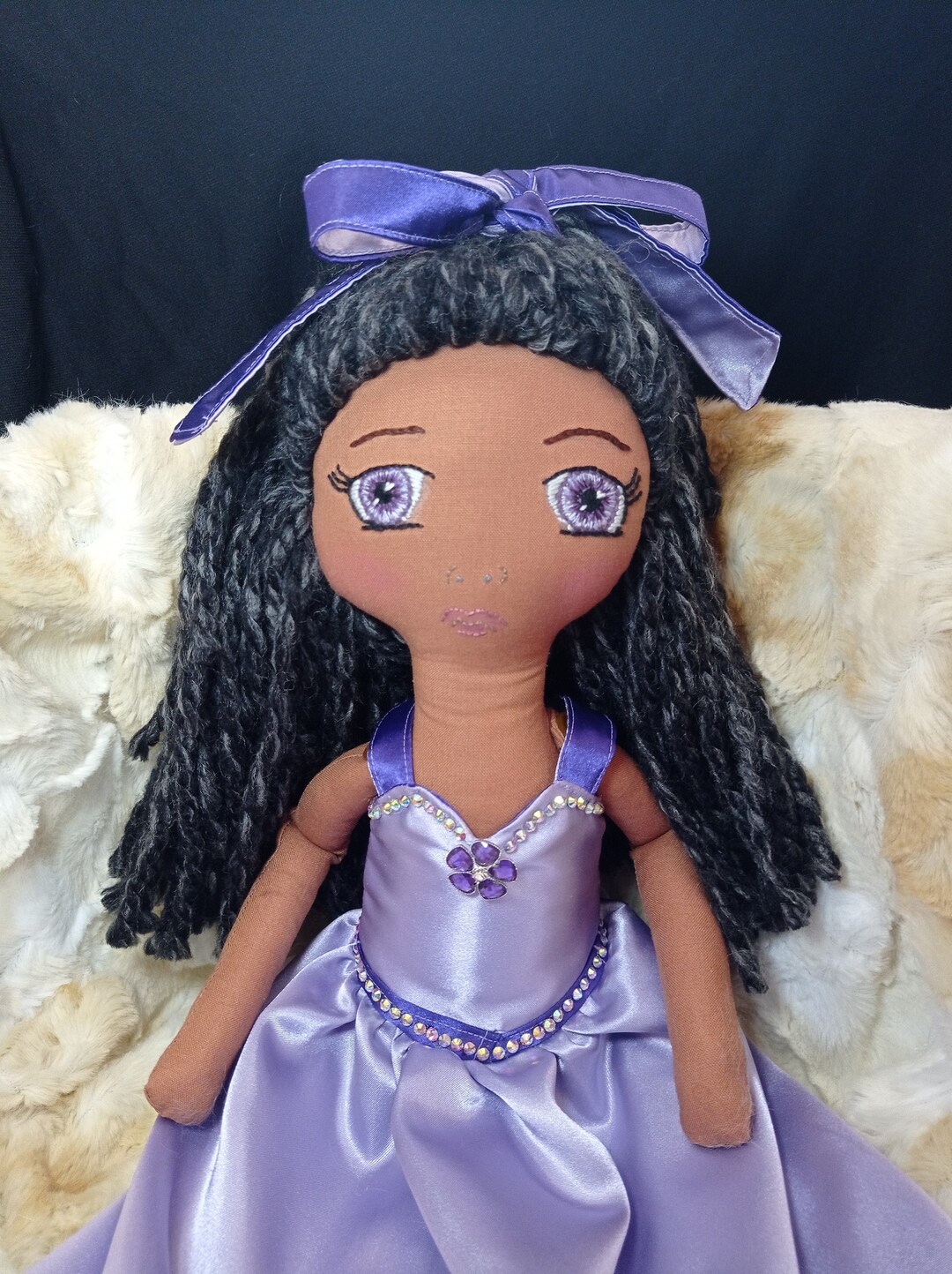 Gorgeous Handcrafted Ragdoll Plush With Purple Dress and Rhinestones ...