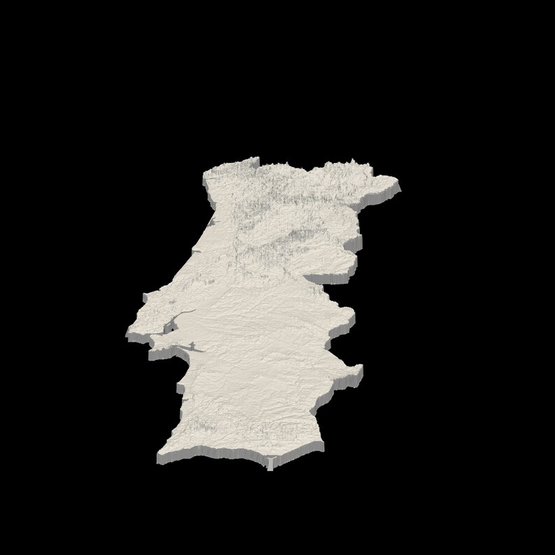 3D Topographical Relief Map of Portugal CNC, 3D Print Terrain STL Model ...