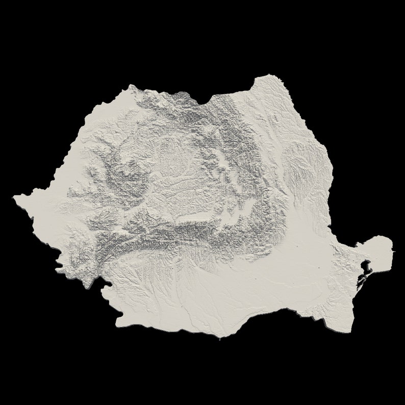 3D Topographical Relief Map of Romania CNC, 3D Print Terrain STL Model ...