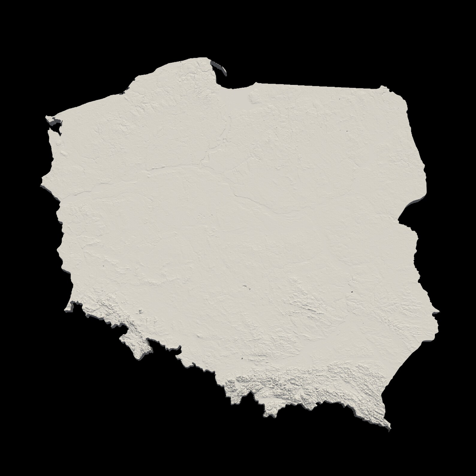 Poland Relief Map, Elevation, Topographical 3D Map, STL Model, 3D Print ...