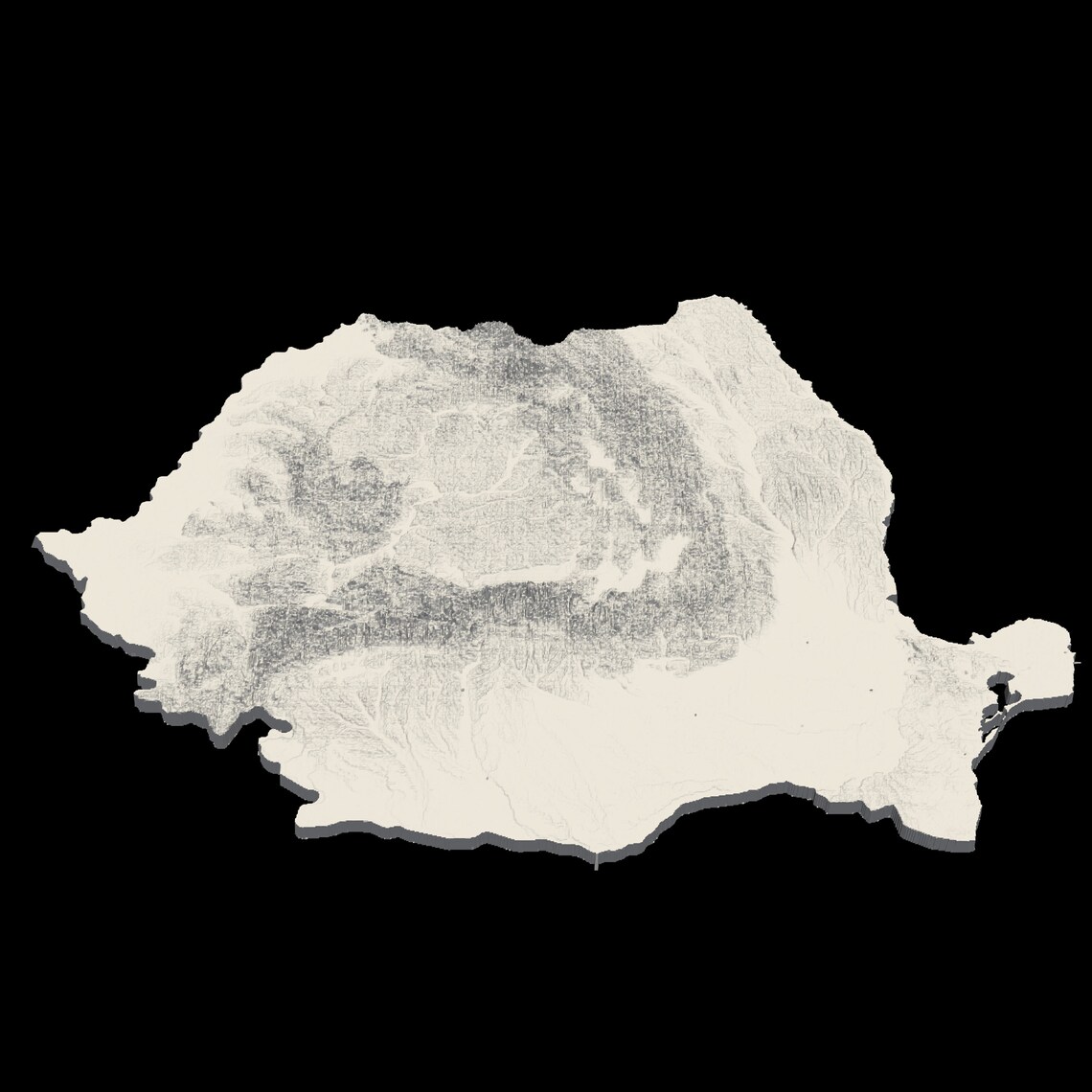3D Topographical Relief Map of Romania CNC, 3D Print Terrain STL Model ...