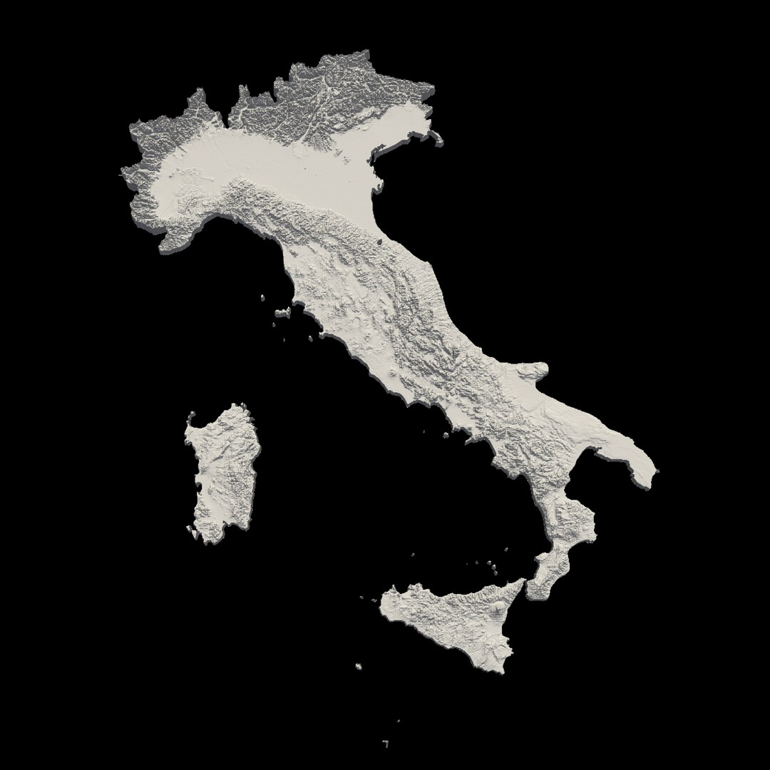 Italy Relief Map, Elevation, Topographical 3D Map, STL Model, 3D Print ...
