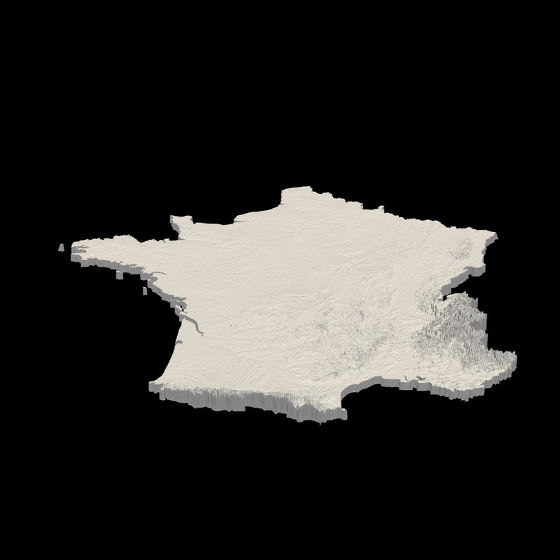 3D Topographical Relief Map of France CNC, 3D Print Terrain STL Model ...