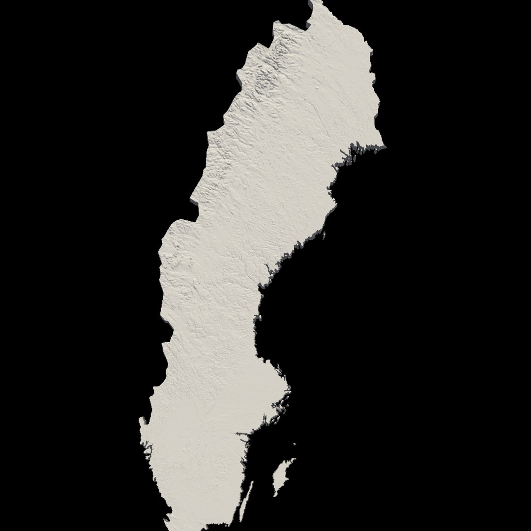 3D Topographical Relief Map of Sweden CNC, 3D Print Terrain STL Model ...