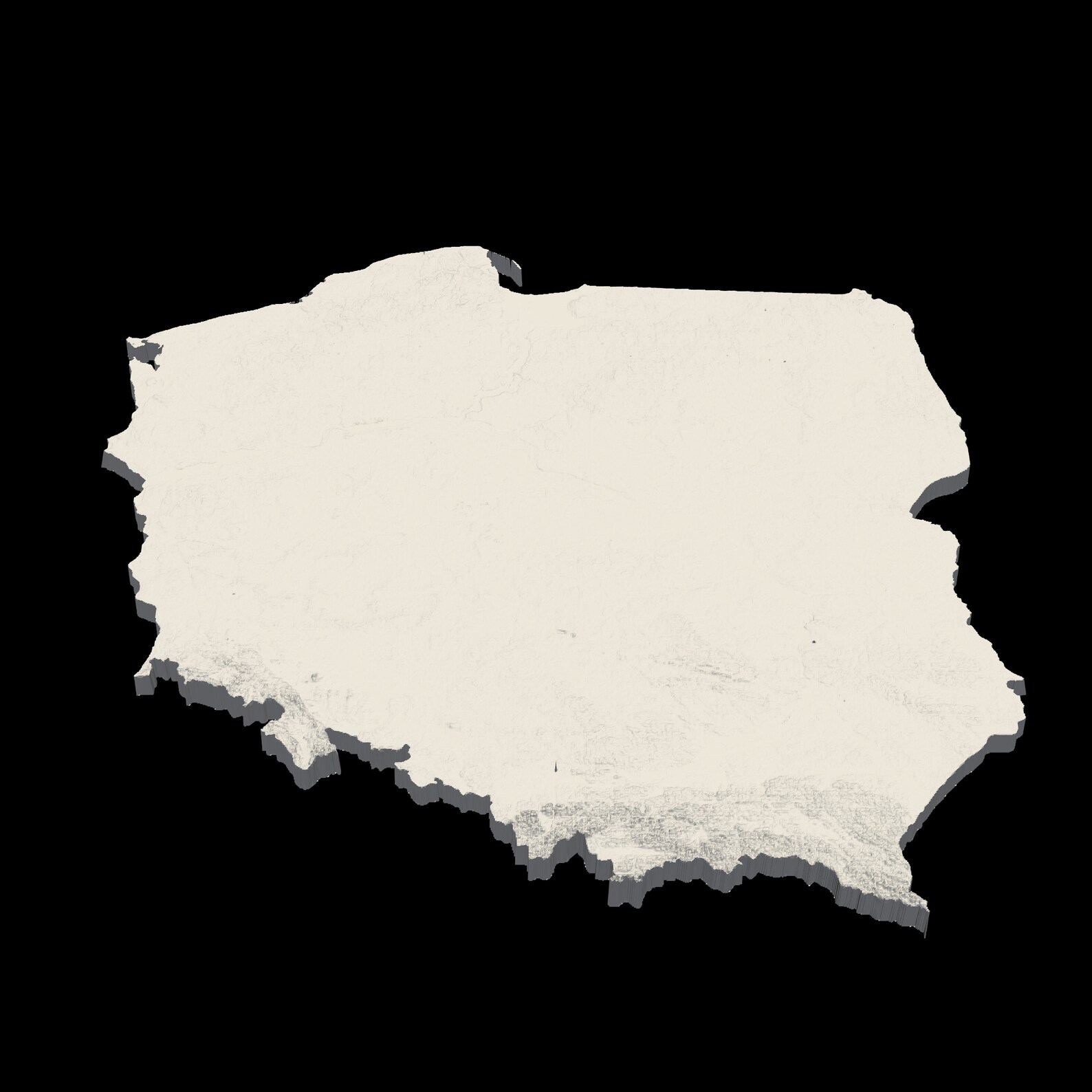 Poland Relief Map, Elevation, Topographical 3D Map, STL Model, 3D Print ...