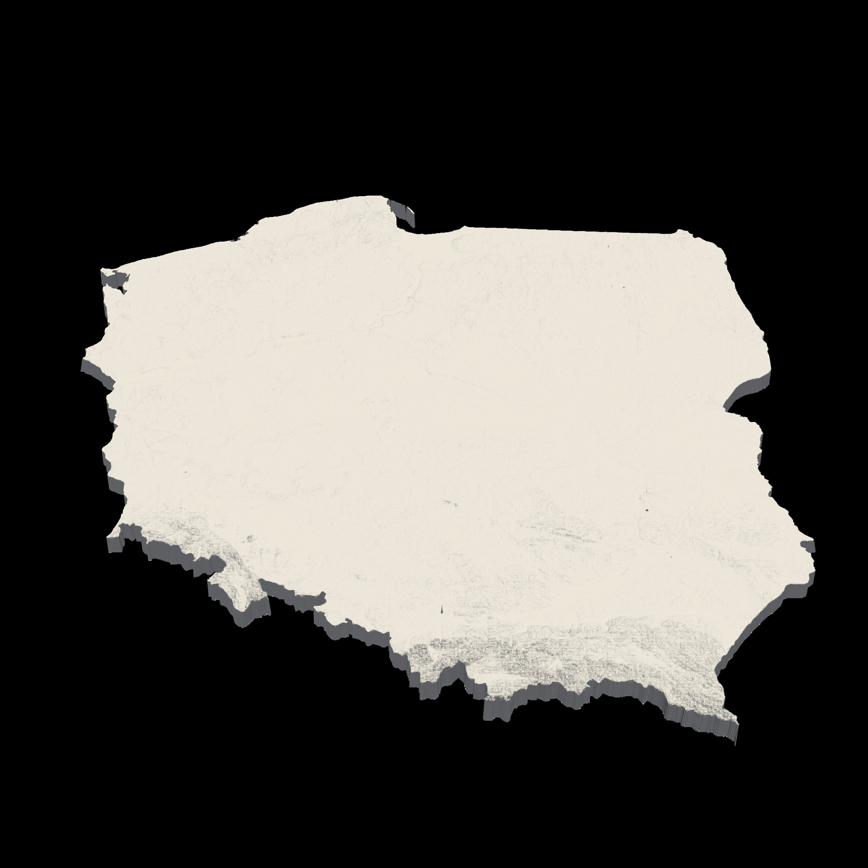 Poland Relief Map, Elevation, Topographical 3D Map, STL Model, 3D Print ...