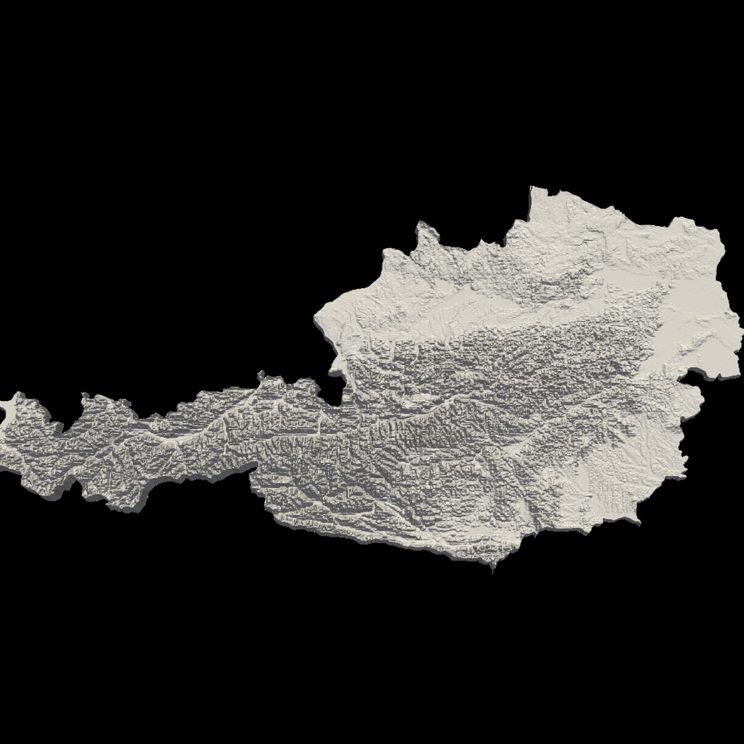 Austria Relief Map, Elevation, Topographical 3D Map, STL Model, 3D Print, Europe, Cnc, Topo ...