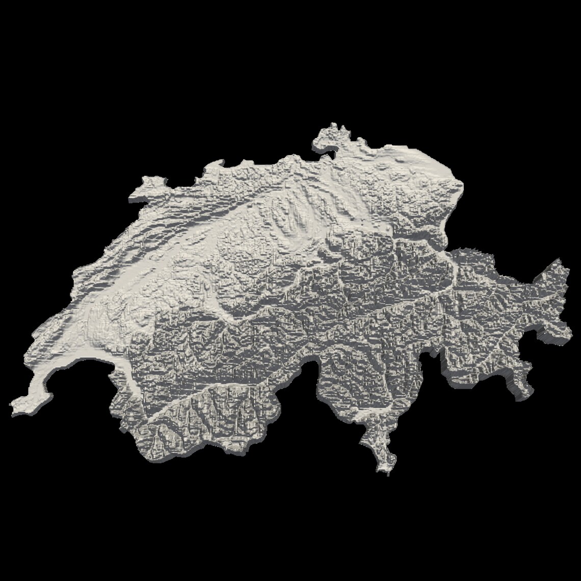 3D Topographical Relief Map of Switzerland CNC, 3D Print Terrain STL ...