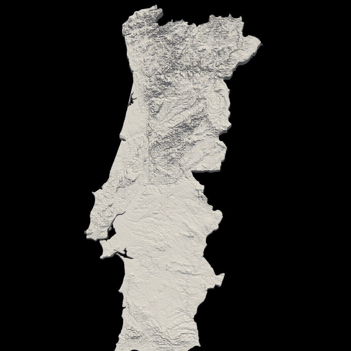 3D Topographical Relief Map of Portugal CNC, 3D Print Terrain STL Model ...