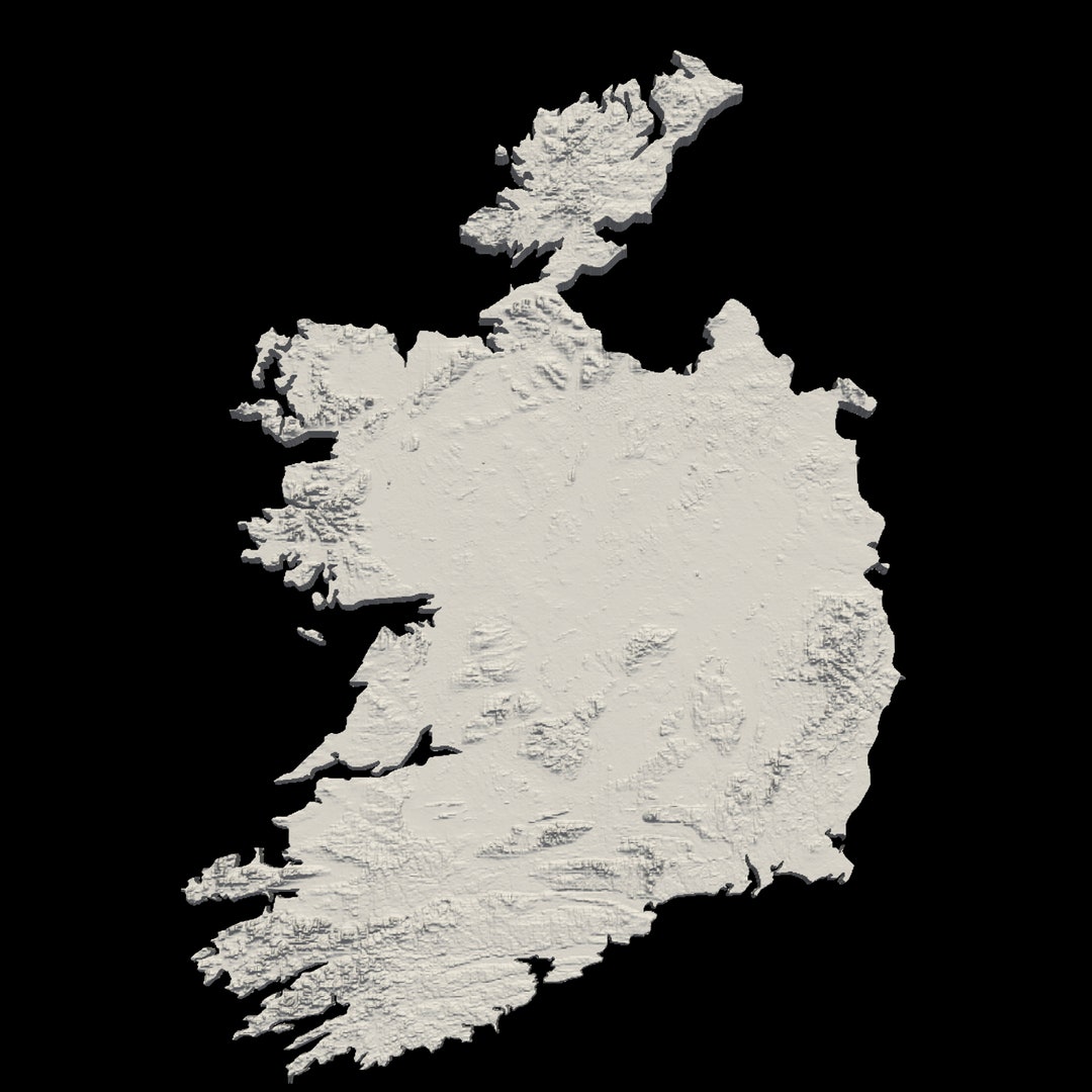 3D Topographical Relief Map of Ireland CNC, 3D Print Terrain STL Model ...